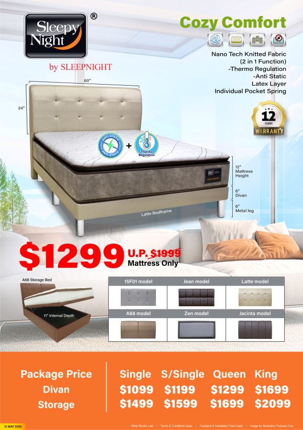 Sleepy Night Cozy Comfort Individual Pocket Spring Mattress